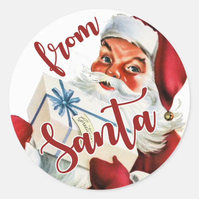 Merry Christmas | From Santa Claus Classic Round Sticker | Zazzle