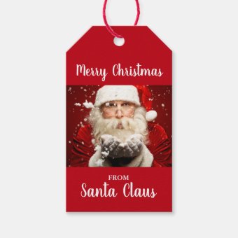 Merry Christmas From Santa Claus Red S Gift Tags | Zazzle