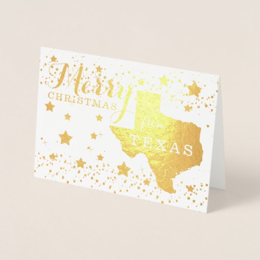 Merry Christmas from Texas State Outline Photo Foi Foil Card | Zazzle