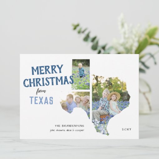 Merry Christmas from Texas Three Photo Card | Zazzle