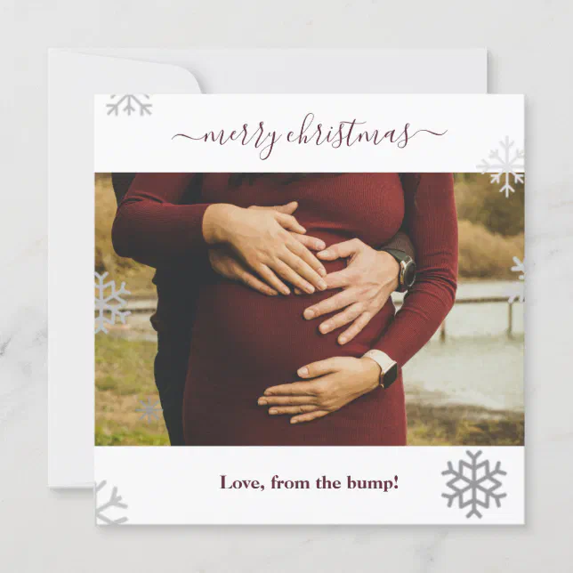 merry Christmas from the bump snowflakes photo Holiday Card | Zazzle