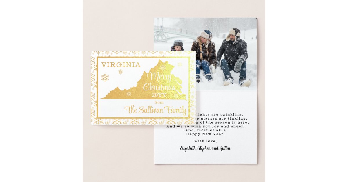Merry Christmas from Virginia State | Photo Foil Card | Zazzle