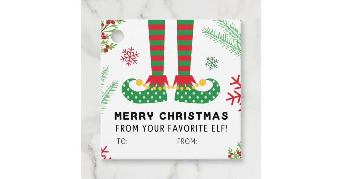 Merry Christmas From Your Favorite Elf Favor Tags | Zazzle