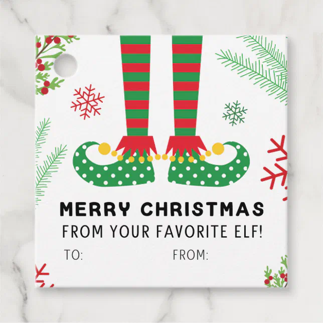 Merry Christmas From Your Favorite Elf Favor Tags | Zazzle