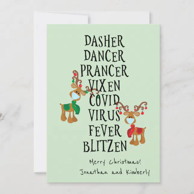 Merry Christmas Funny Reindeer Names 2021 Holiday Card | Zazzle