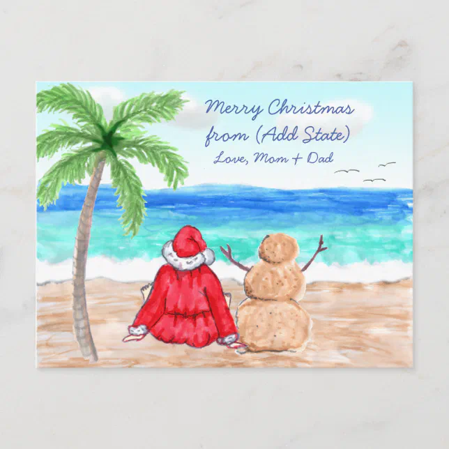 Merry Christmas Funny Snowbirds Santa and Snowman Postcard | Zazzle