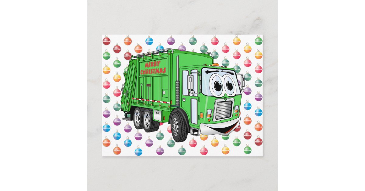 Merry Christmas Garbage Truck Holiday Postcard | Zazzle