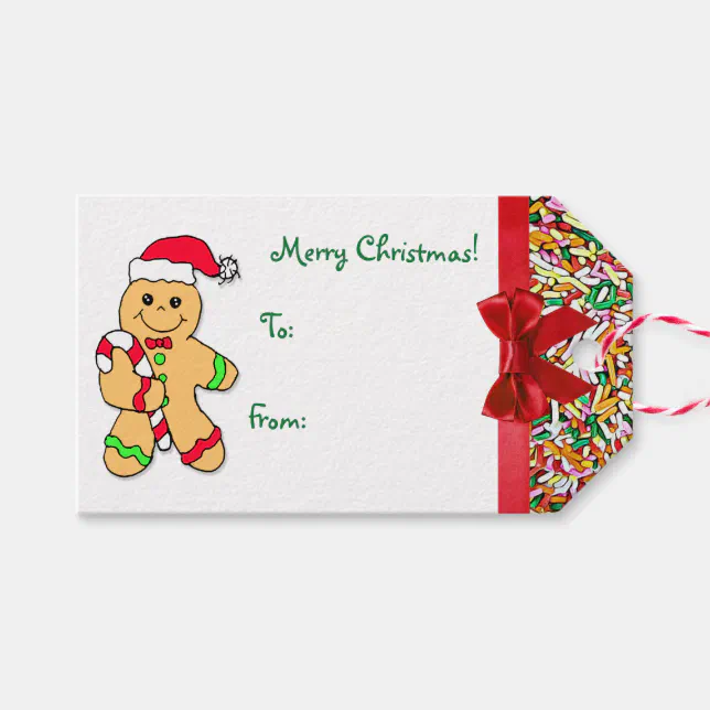 Merry Christmas Gingerbread Man Candy Sprinkles Gift Tags | Zazzle