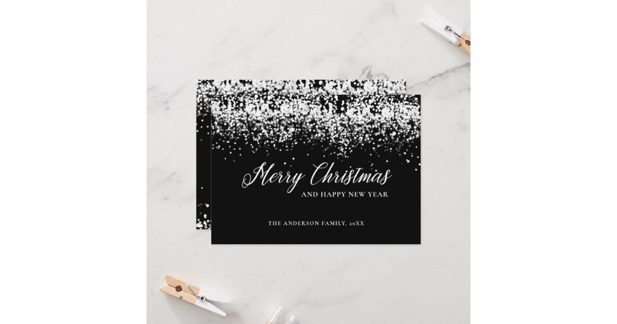 Merry Christmas Glitter Silver Greeting Card | Zazzle