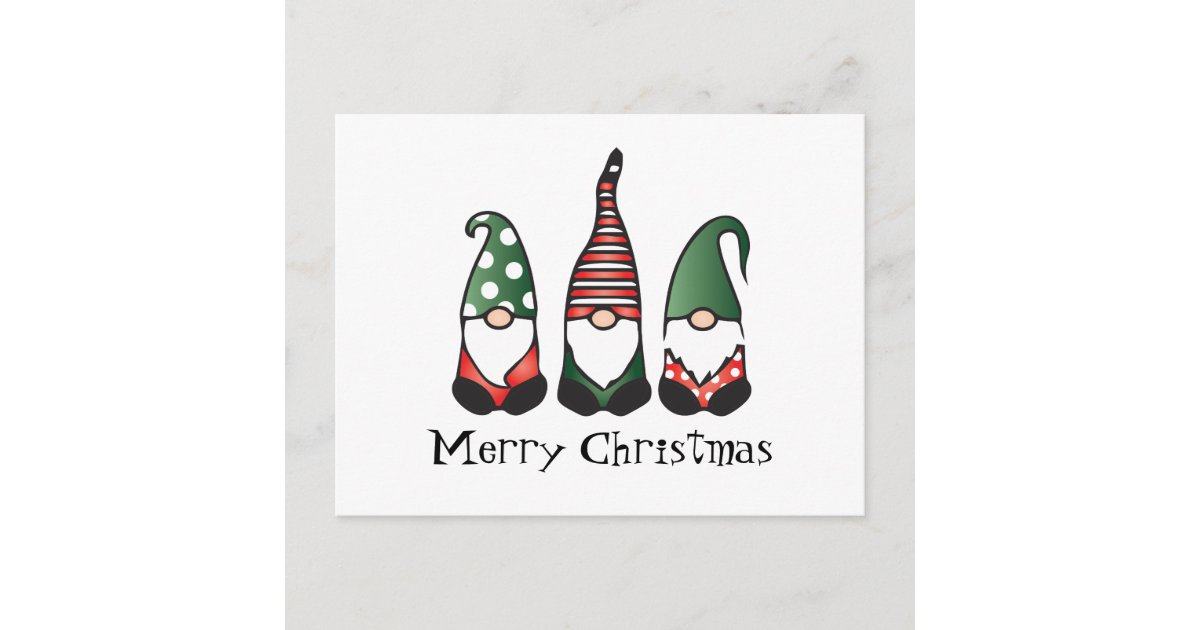 Merry Christmas Gnomes Red Green Postcard | Zazzle