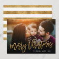 Merry Christmas Gold Script Photo Overlay Holiday Card | Zazzle