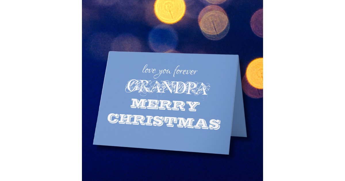 Merry Christmas Grandpa Simple Personalized Blue Card | Zazzle