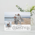 Merry Christmas Greeting with Photo Insert Silver Holiday Card | Zazzle