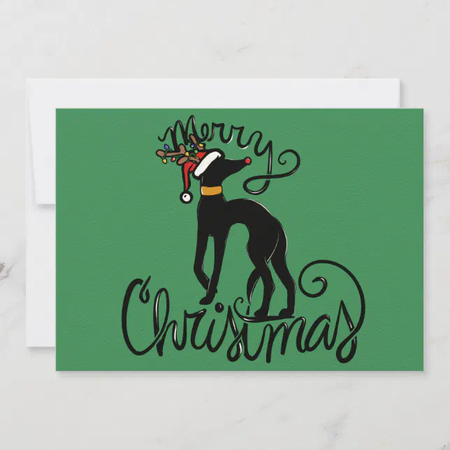 Merry Christmas Greyhound Card | Zazzle