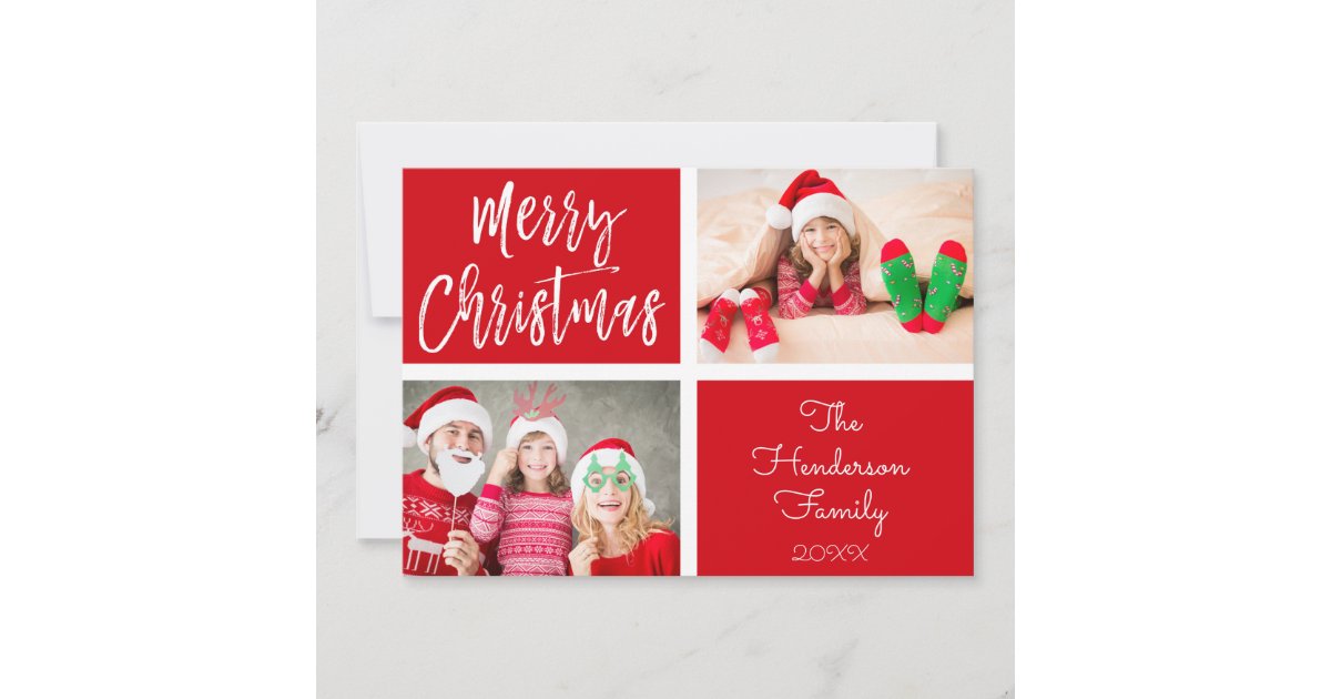 Merry Christmas Hand Lettered Script Photo Card | Zazzle