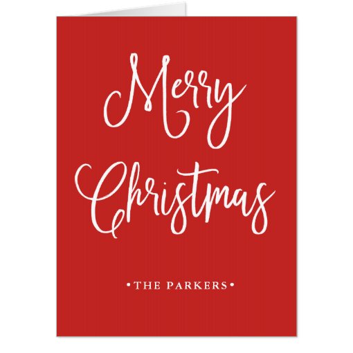 Merry Christmas | Handwritten Script on Red Card | Zazzle