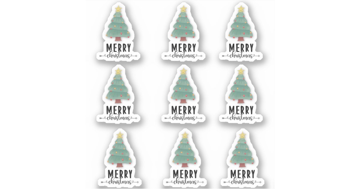 Merry Christmas Happy Mail Gift Decoration Pack St Sticker | Zazzle