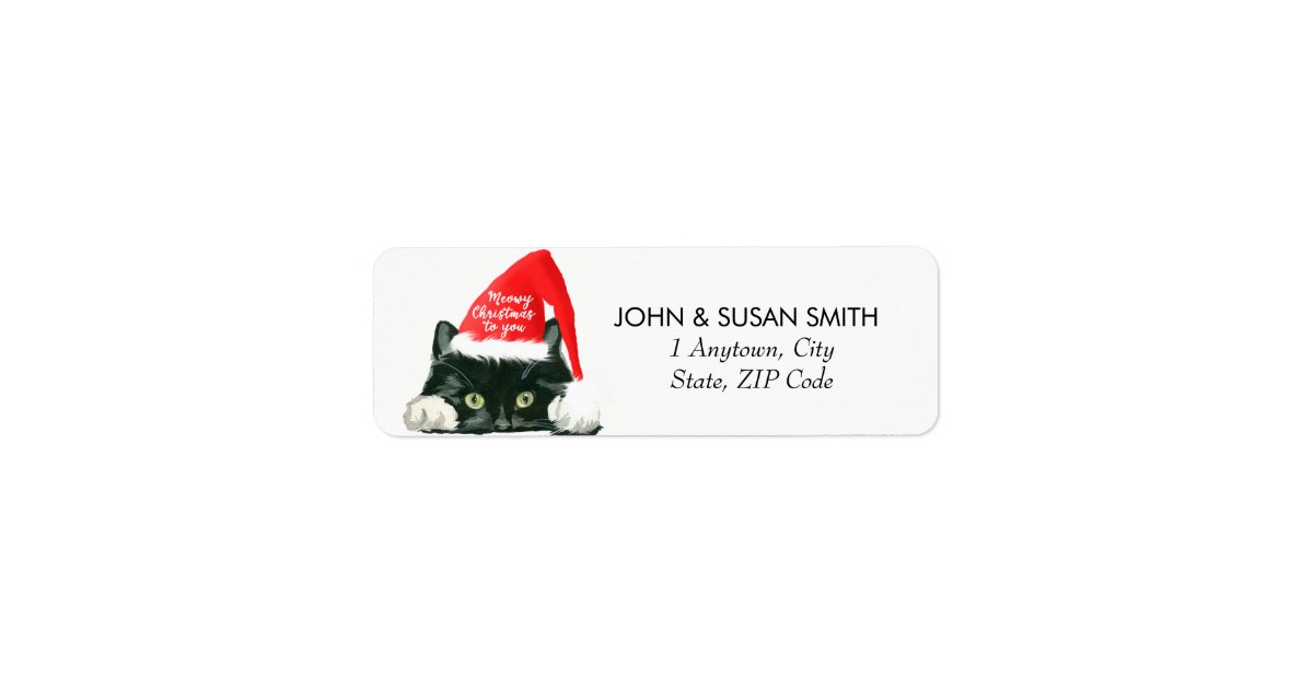 Merry Christmas holiday cat return address labels | Zazzle