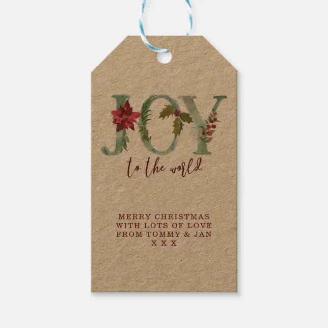 Merry Christmas holiday gift tags Joy | Zazzle