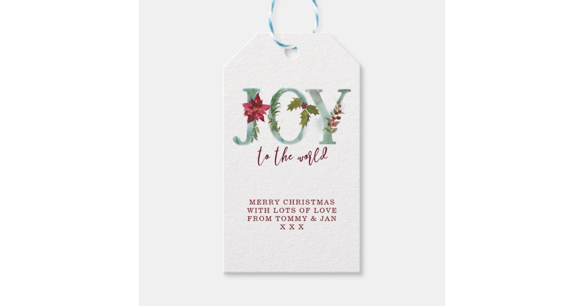 Merry Christmas holiday gift tags Joy | Zazzle