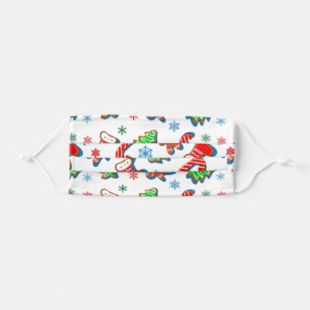 Merry Christmas Holiday Pattern Adult Cloth Face Mask | Zazzle