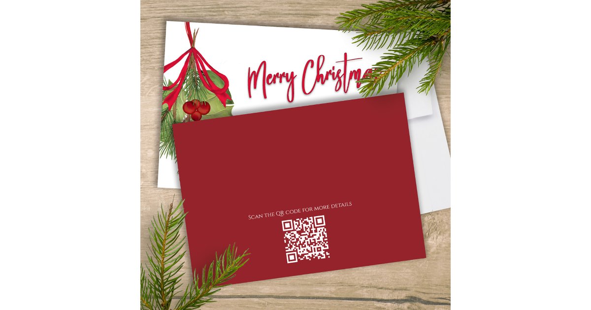 Merry Christmas Holiday Red Calligraphy QR Code Invitation | Zazzle