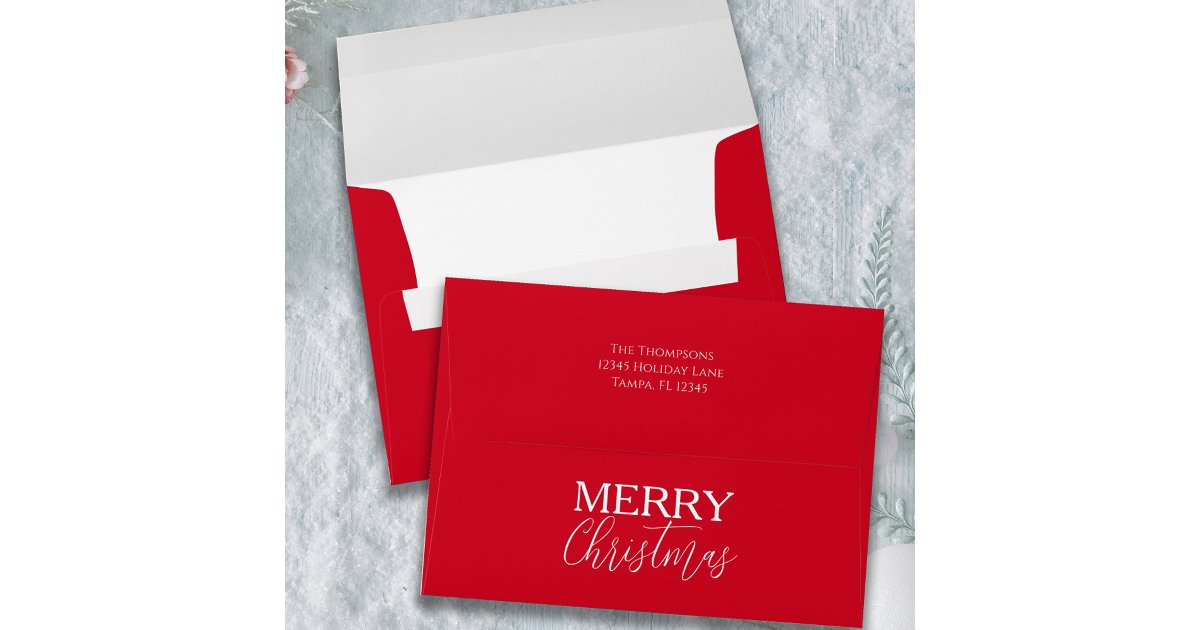 Merry Christmas Holiday Simple Calligraphy Script Envelope | Zazzle