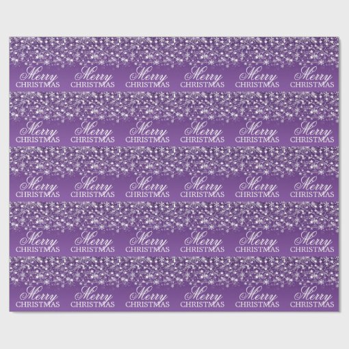 Merry Christmas Holiday String Lights Purple Wrapping Paper | Zazzle