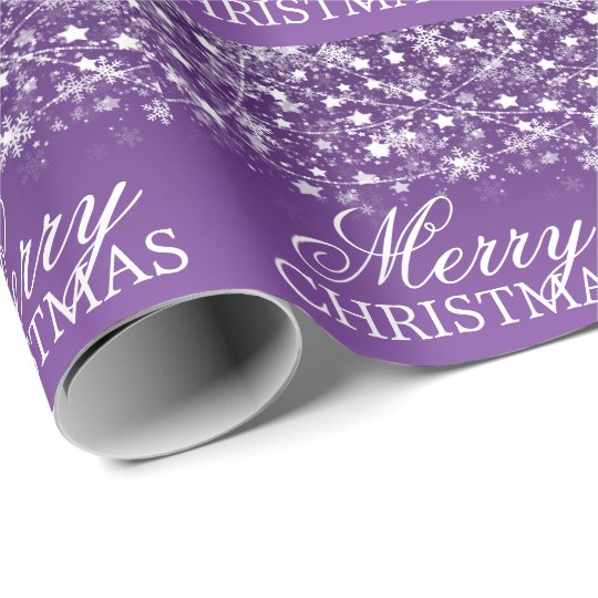 Merry Christmas Holiday String Lights Purple Wrapping Paper | Zazzle.com