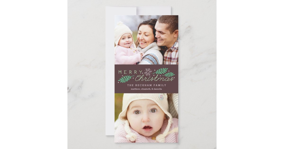 Merry Christmas Holiday Two Photo Card | Zazzle