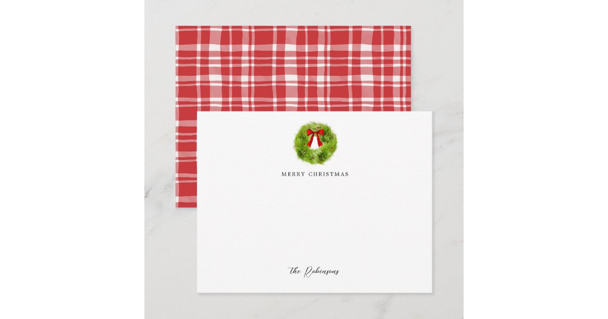 Merry Christmas Holiday Wreath Note Card | Zazzle
