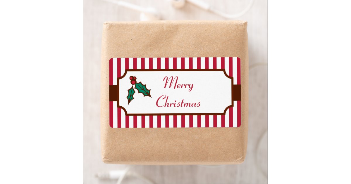 Merry Christmas Holly Labels | Zazzle