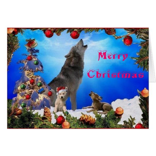 Merry Christmas Howling Wolves card | Zazzle.com