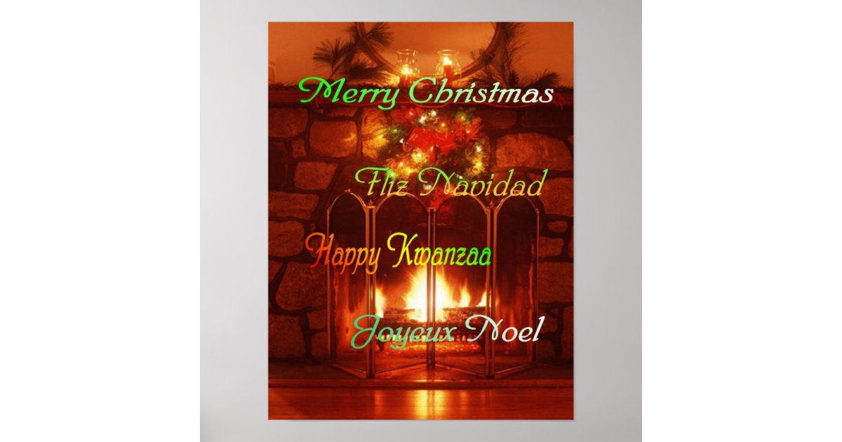 Merry Christmas, in 4 languages, poster | Zazzle