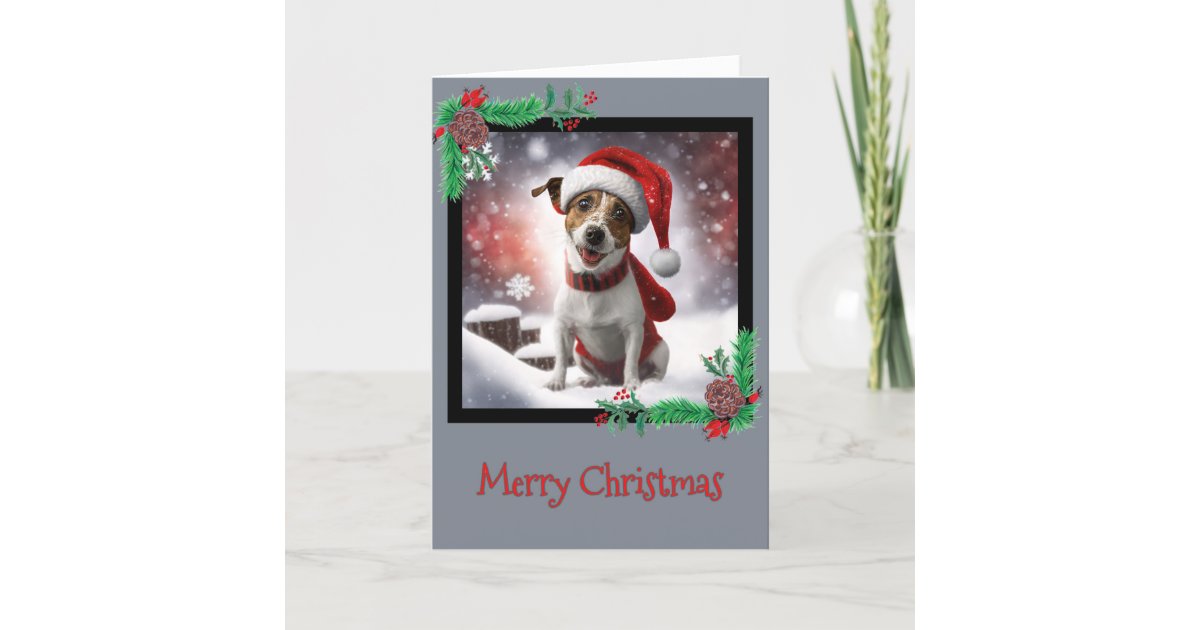 Merry Christmas Jack Russell Terrier Greeting Card | Zazzle
