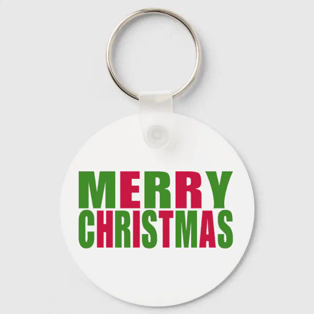 Merry Christmas Keychain | Zazzle