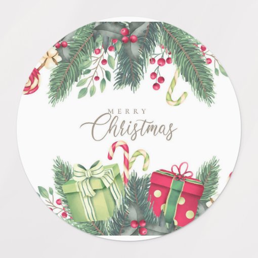 Merry Christmas Labels | Zazzle
