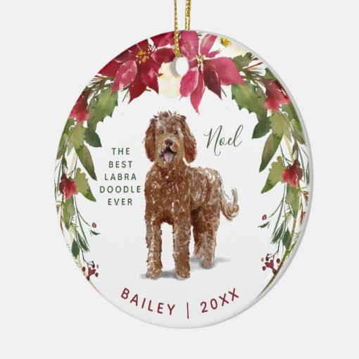 Merry Christmas Labradoodle | Add Your Dog's Photo Ceramic Ornament ...