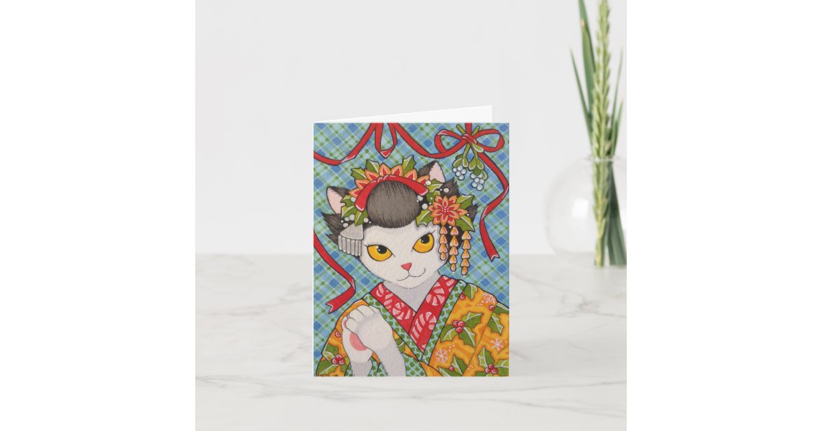 Merry Christmas Maiko Kitty Card | Zazzle
