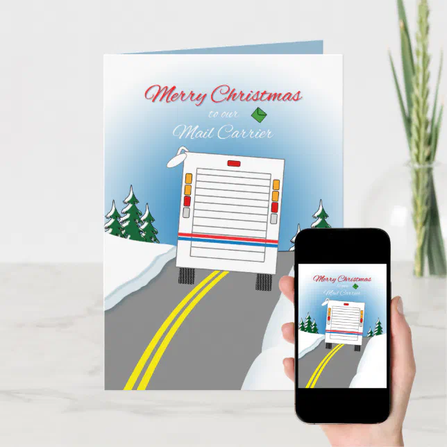 Merry Christmas Mailtruck for Mail Carrier Holiday Card | Zazzle