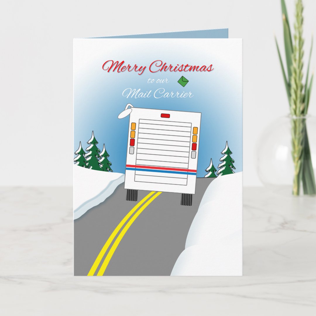 Merry Christmas Mailtruck for Mail Carrier Holiday Card | Zazzle