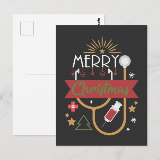 Merry Christmas Medical Nurse Doctor Stethoscope Postcard | Zazzle