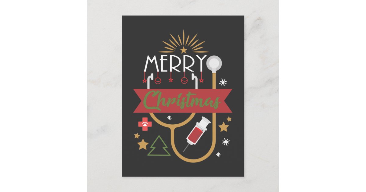 Merry Christmas Medical Nurse Doctor Stethoscope Postcard | Zazzle