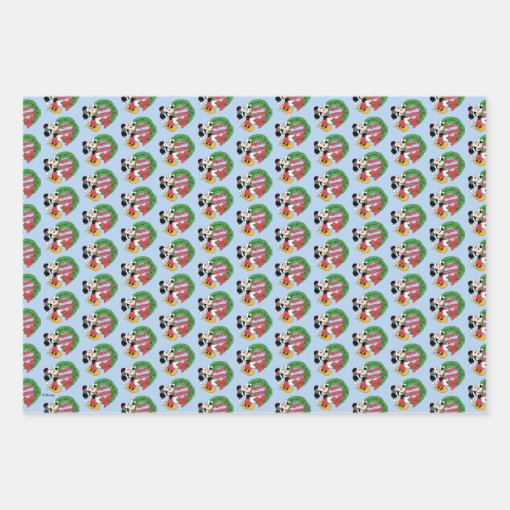 Merry Christmas | Mickey Mouse Holiday Wreath Wrapping Paper Sheets ...