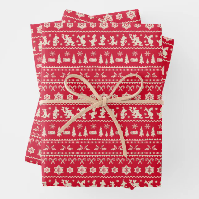 Merry Christmas | Mickey Mouse Snowflake Pattern Wrapping Paper Sheets ...