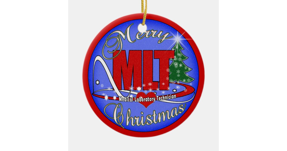 MERRY CHRISTMAS MLT ORNAMENT MEDICAL LAB TECH | Zazzle