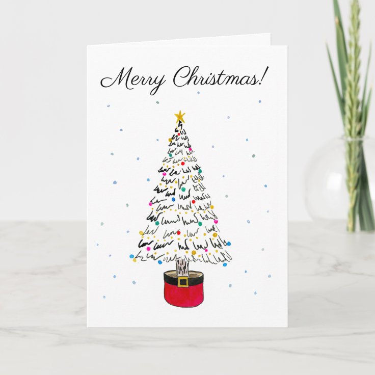 Merry Christmas Modern Christmas Tree Card | Zazzle