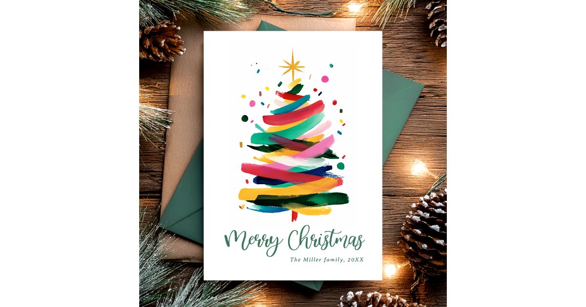 Merry Christmas Modern Colorful Holiday Card | Zazzle