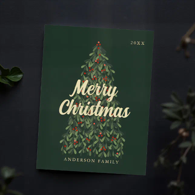Merry Christmas Modern Elegant Christmas Tree Holiday Postcard | Zazzle