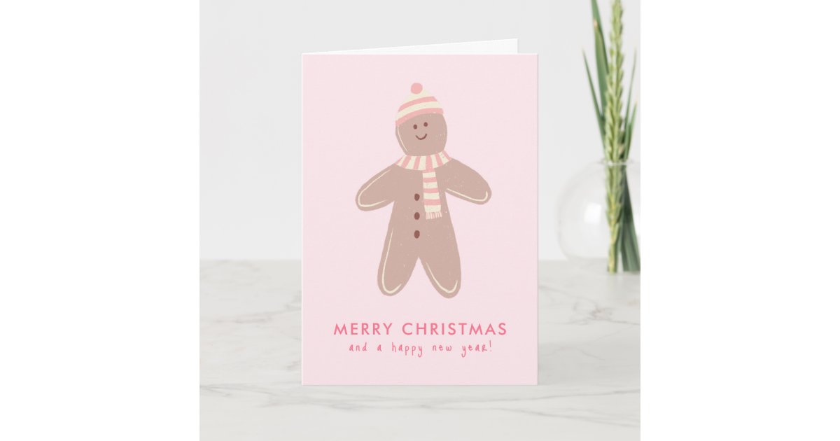 Merry Christmas Modern Gingerbread Man Thank You Card | Zazzle